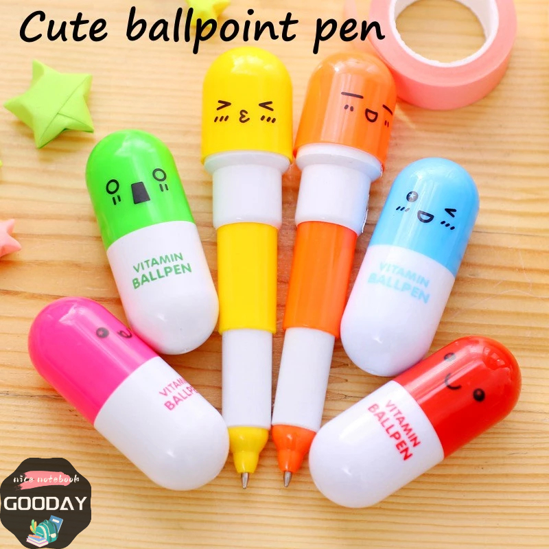 Cute mini Capsule Retractable Plastic Ballpoint Pen colorful Ballpen ...