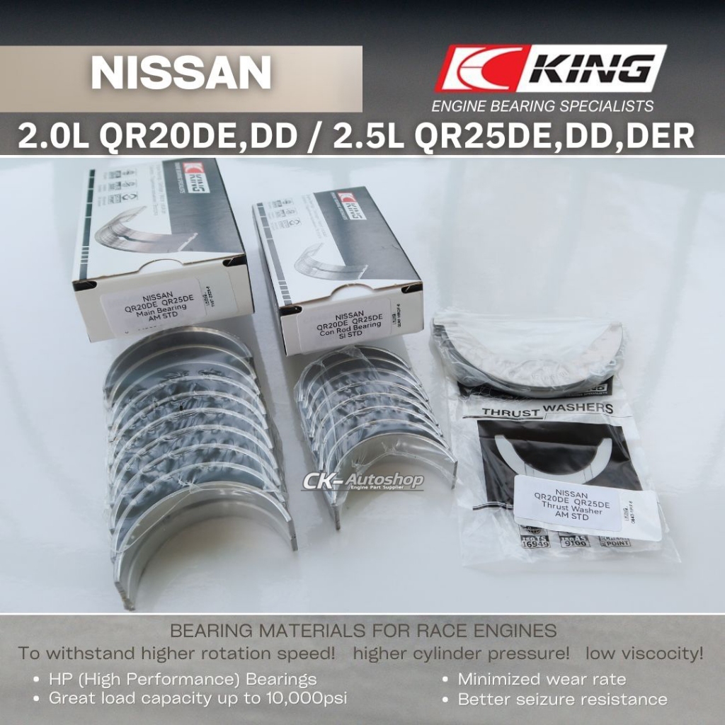 KING Bearing NISSAN 2.0L QR20DE 2.5L QR25DE DOHC VVT for X-Trail Murano ...