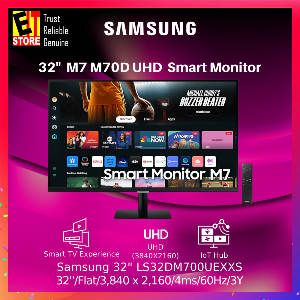 SAMSUNG 32" M7 SMART MONITOR (4K/UHD/Flat/VA/3840X2160)/32" M5 LS32DM500EEXXS (FHD/1920X1080/4MS ...