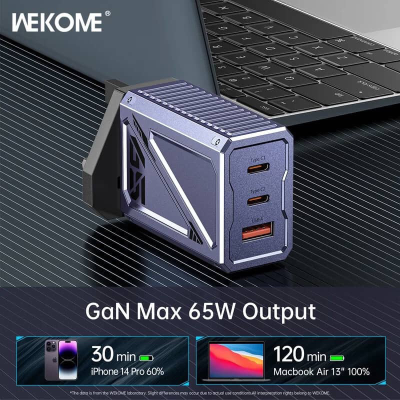 Wekome WP-U147 USB-A+C 65W GaN UK Plug Fast Charger Adapter | Shopee ...