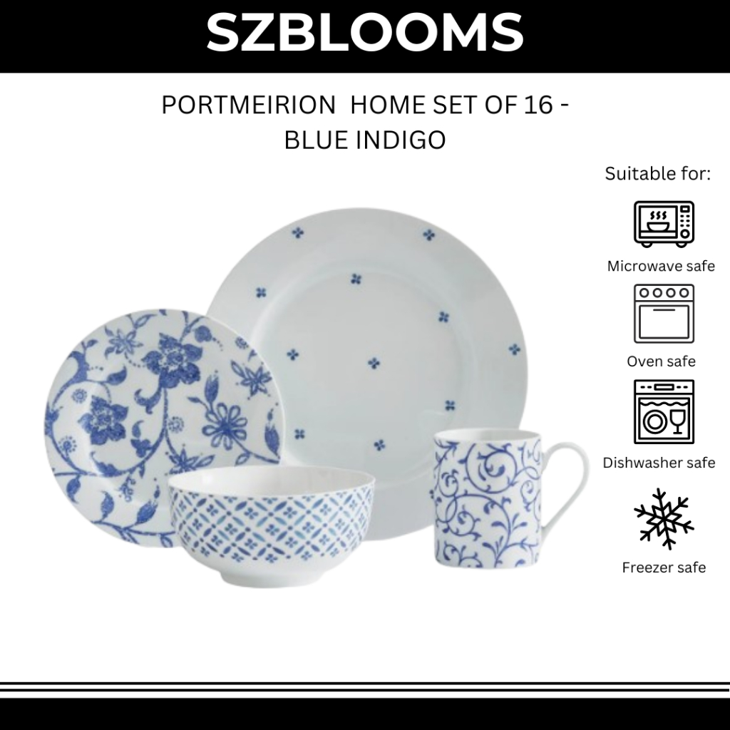 PORTMEIRION HOME - Blue Indigo Set Of 24 | Shopee Malaysia