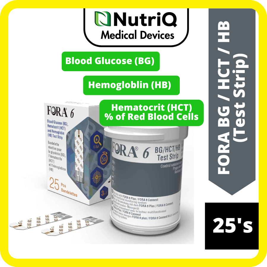 FORA 6 Plus BG/HCT/HB Test Strips (25's) | Shopee Malaysia