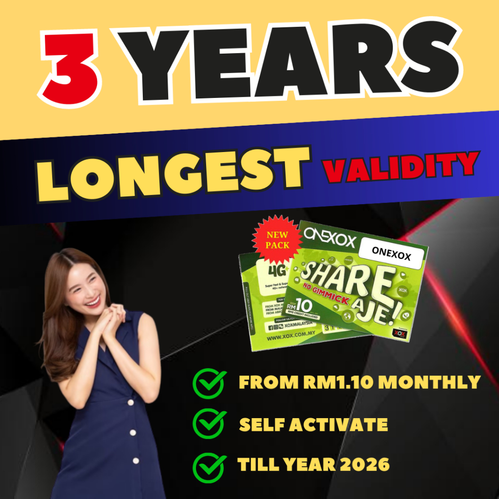 ONEXOX XOX PREPAID SIMCARD 36 Months Validity, 3 Years Simcard, 3 Tahun ...
