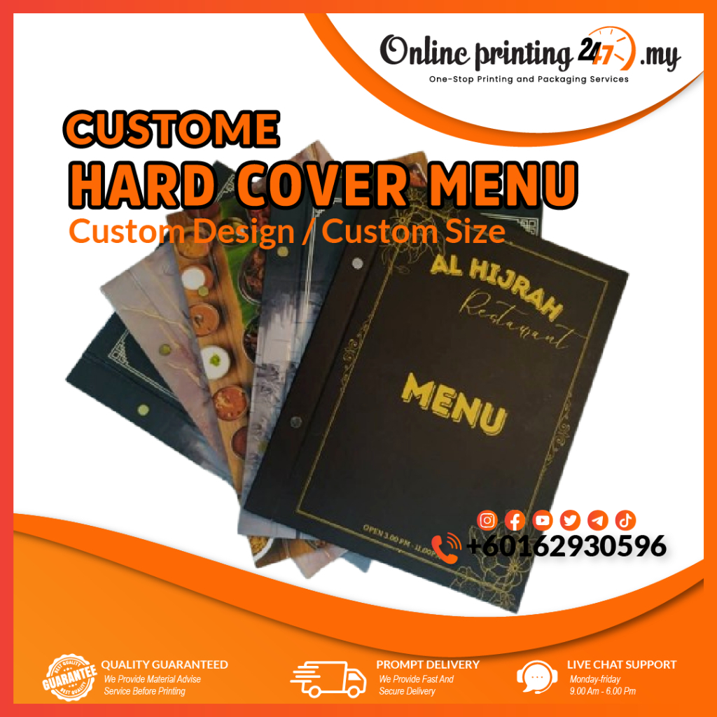 Custom Hard Cover Menu Printing A4 12pp | MOQ 10 Books | Full Colour ...