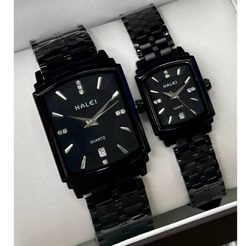 PROMOTION_HALEI_PROTECTION COUPLE SET ANALOUGE STEEL STRAP WATCH FOR ...