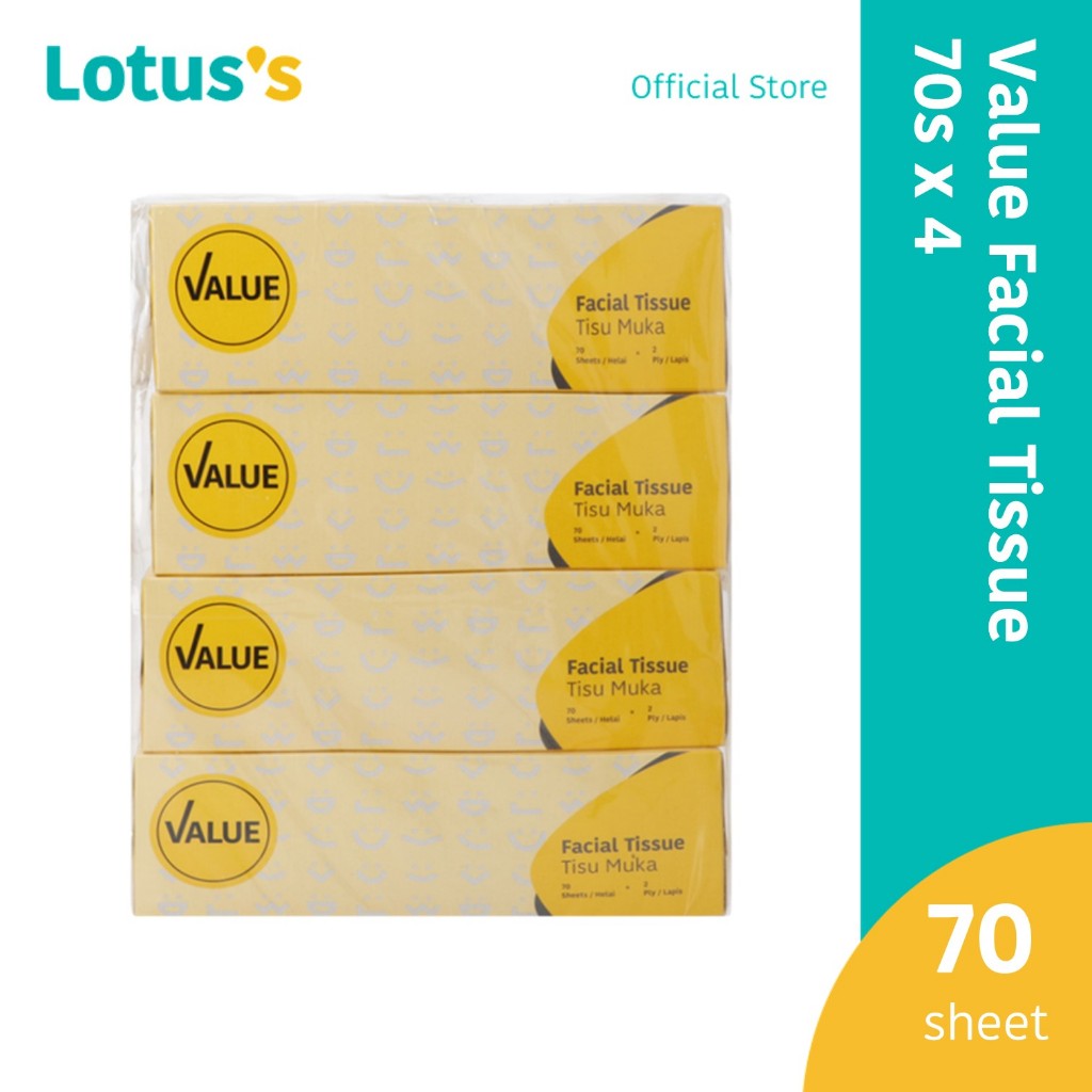 Value Facial Tissue 2 Ply 70 Sheets x 4 Boxes | Shopee Malaysia