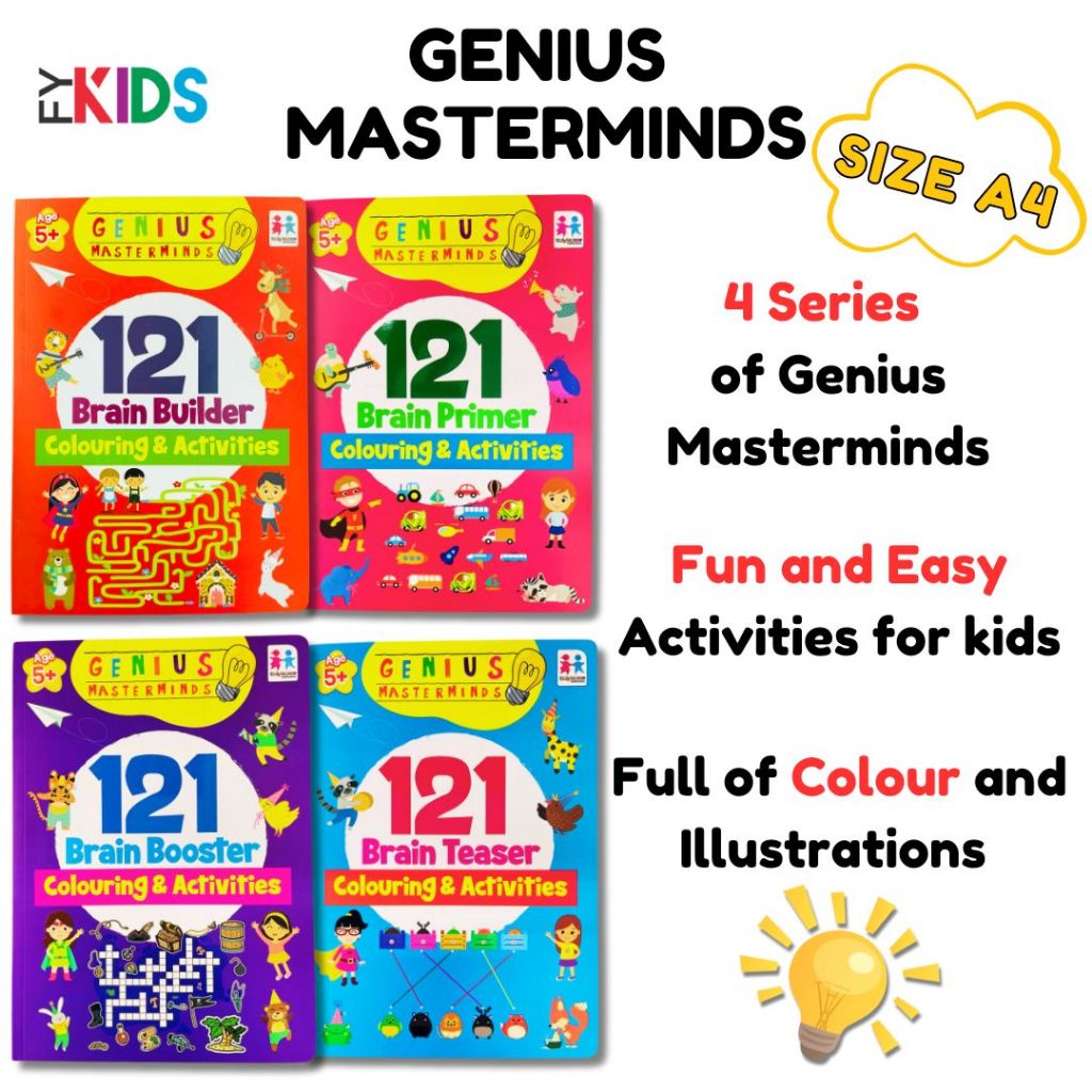 FYKIDS - GENIUS MASTERMINDS 121 COLOURING & ACTIVITIES - saiz A4 - kids ...