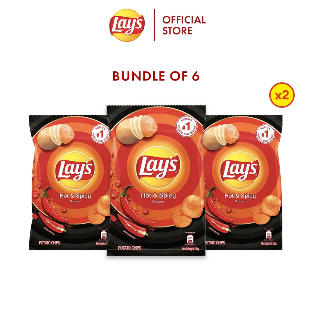 [Bundle of 6] Lay's Potato Chips Mid pack 50g / [Pek 6] Lay's Kerepek ...