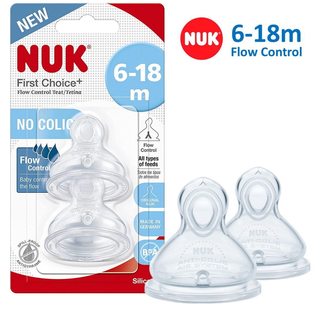 NUK Premium Choice Wide Neck SILICONE / Latex Teat S1 0-6m / S2 6-18M S ...