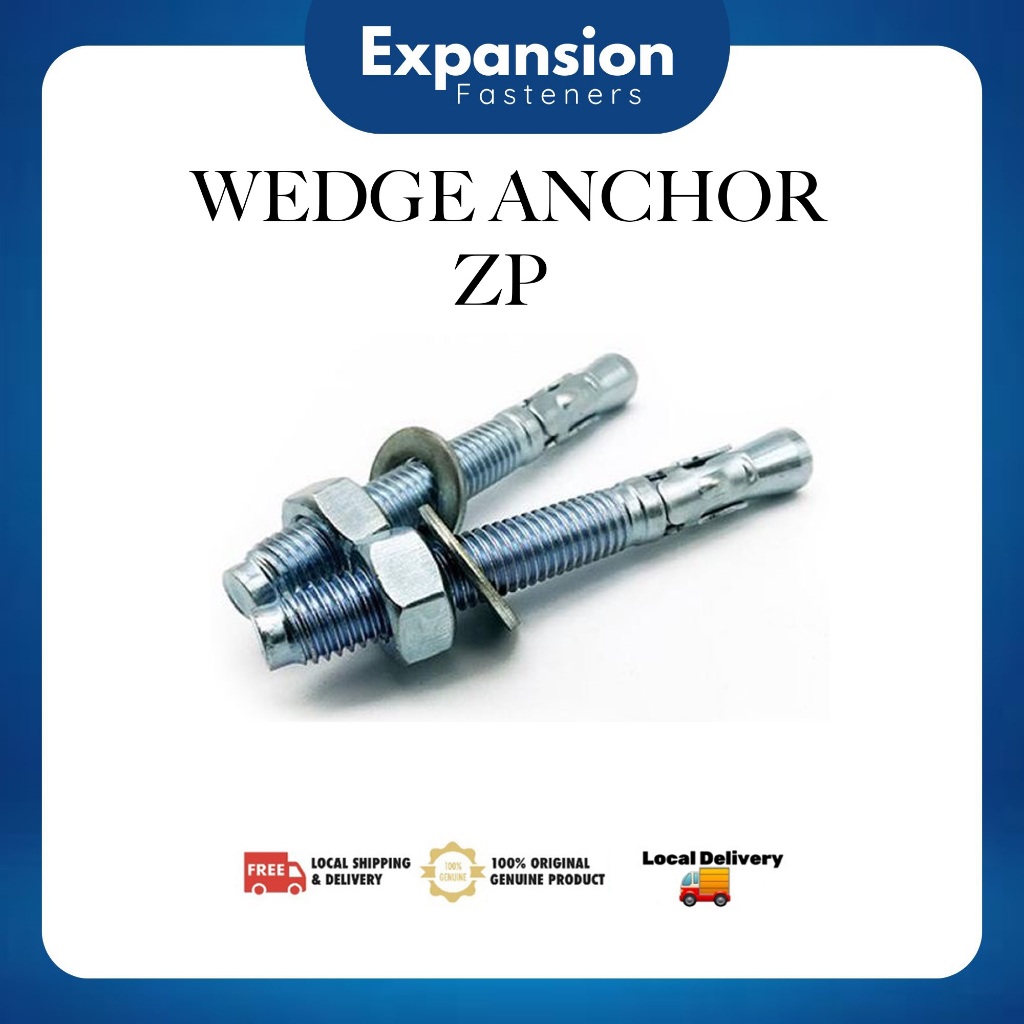 Wedge Anchor/ Wall Plug/ Zinc Plated M8, M10, M12, M16, M20 | Shopee ...