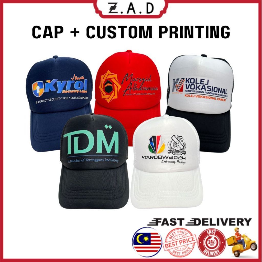 Topi Cap custom print logo design Trucker Snap back Free size ...