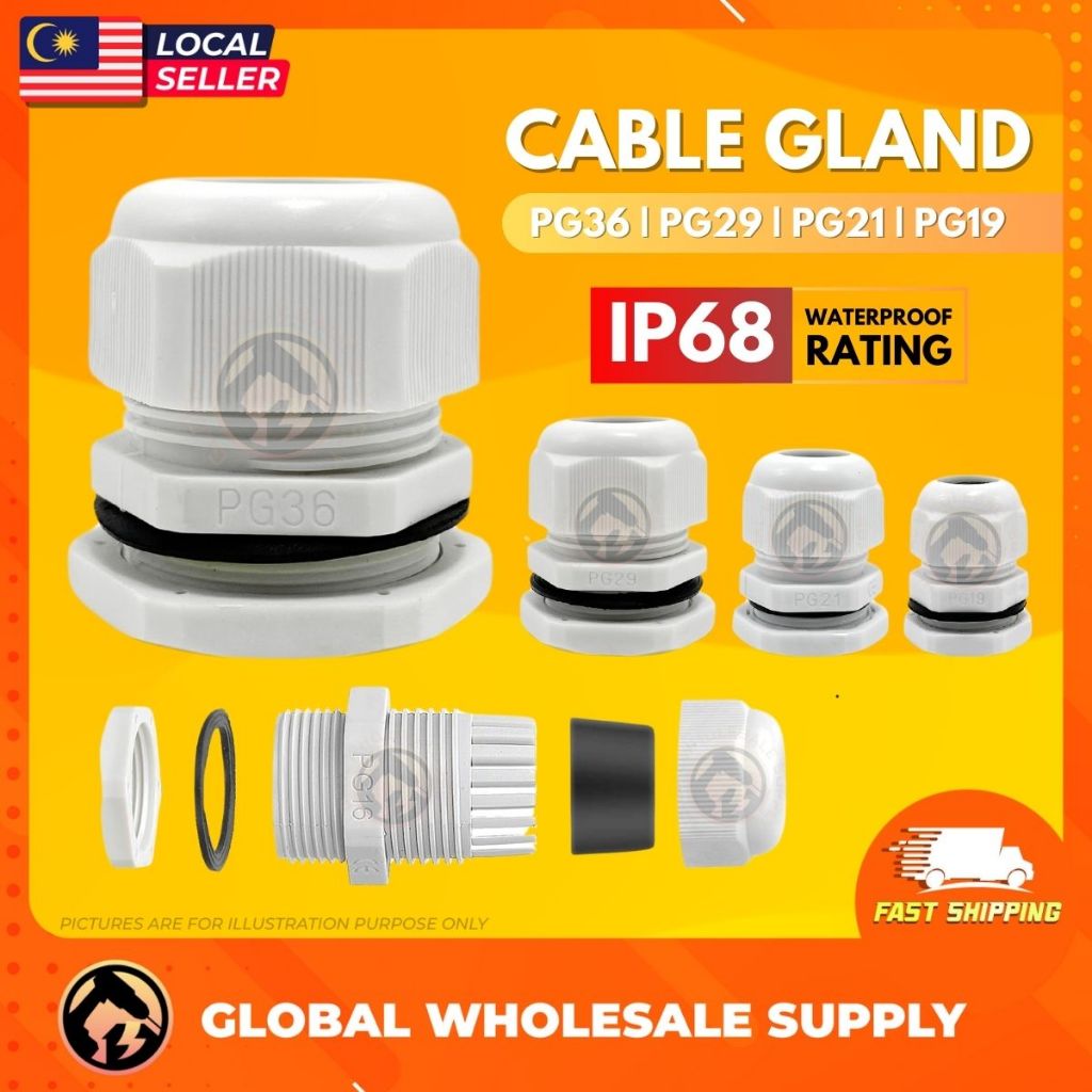 1PC IP68 CABLE GLAND Nylon Plastic Waterproof Adjustable PVC Cable ...