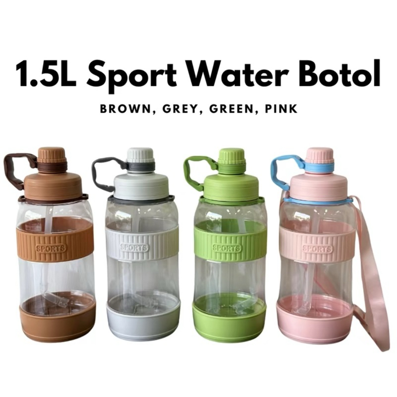 Water Bottle 1.5L BPA Free Leakproof Large Capacity Motivational Drinking Jug | Shopee Malaysia