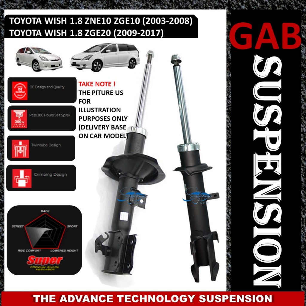 ORIGINAL SET GAB SUPER FRONT ABSORBER / REAR ABSORBER- TOYOTA WISH 1.8 ...