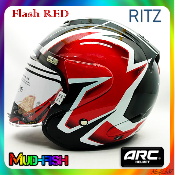 TOPI KELEDAR ARC RITZ HELMET (FLASH RED) | Shopee Malaysia