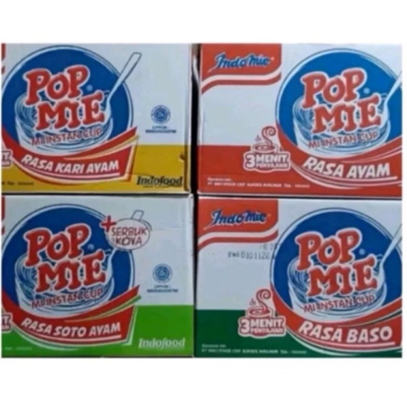 POP MIE / MIE CUP INSTAN BERBAGAI RASA 1 CARTON 24 CUP( GLEDEK/DOWER ...