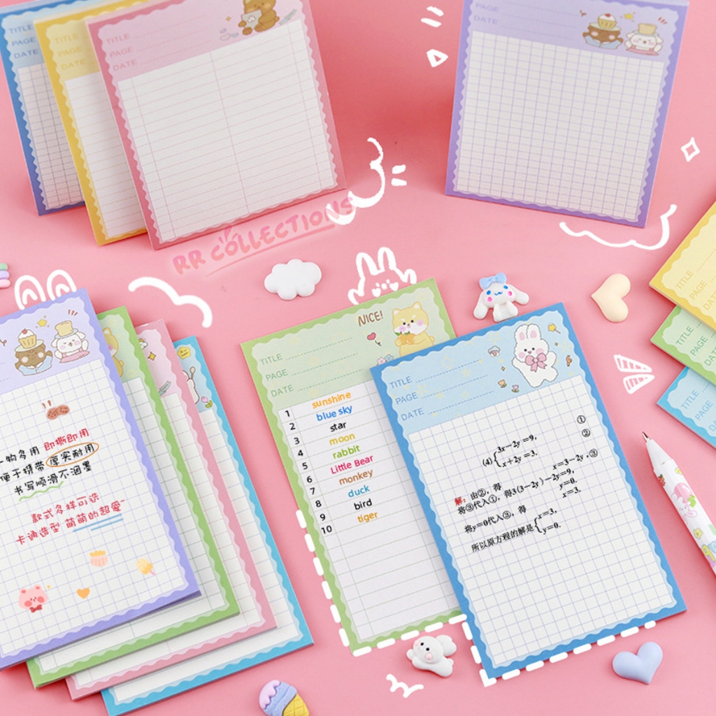 30 Sheets Horizontal Line Notepad Non-sticky Word And Grid Design Memo ...