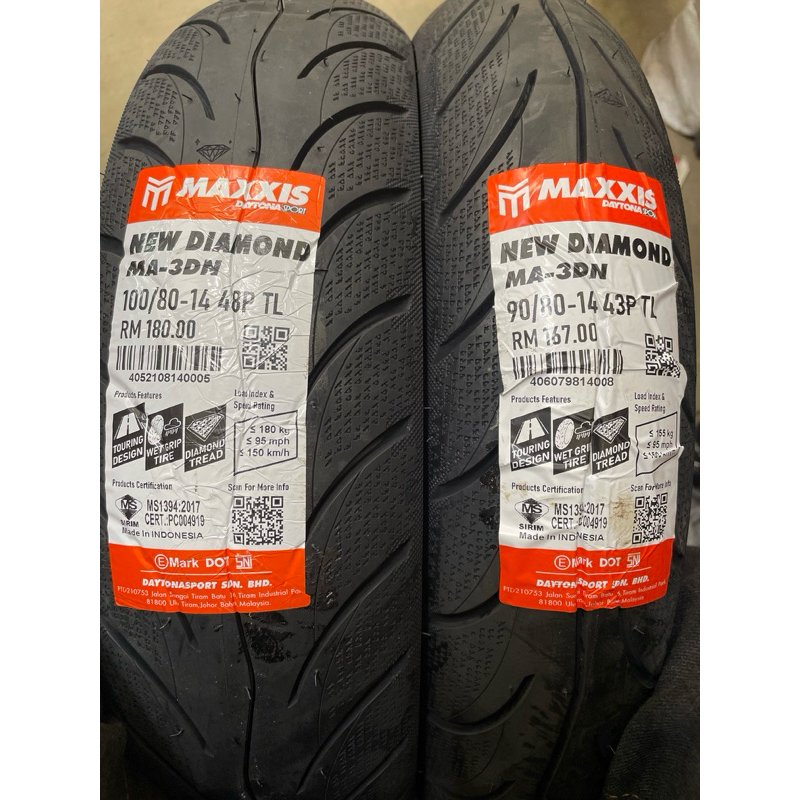 ⭐️2025 Maxxis Diamond MA3DN combo set Honda Vario V1 ( 90/80-14 + 100/ ...