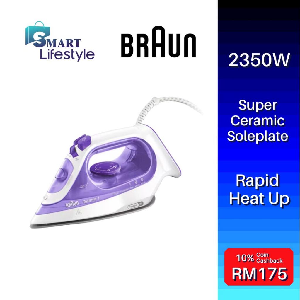 Braun 2350W Steam Iron Super Ceramic Coating SI3042VI | Shopee Malaysia