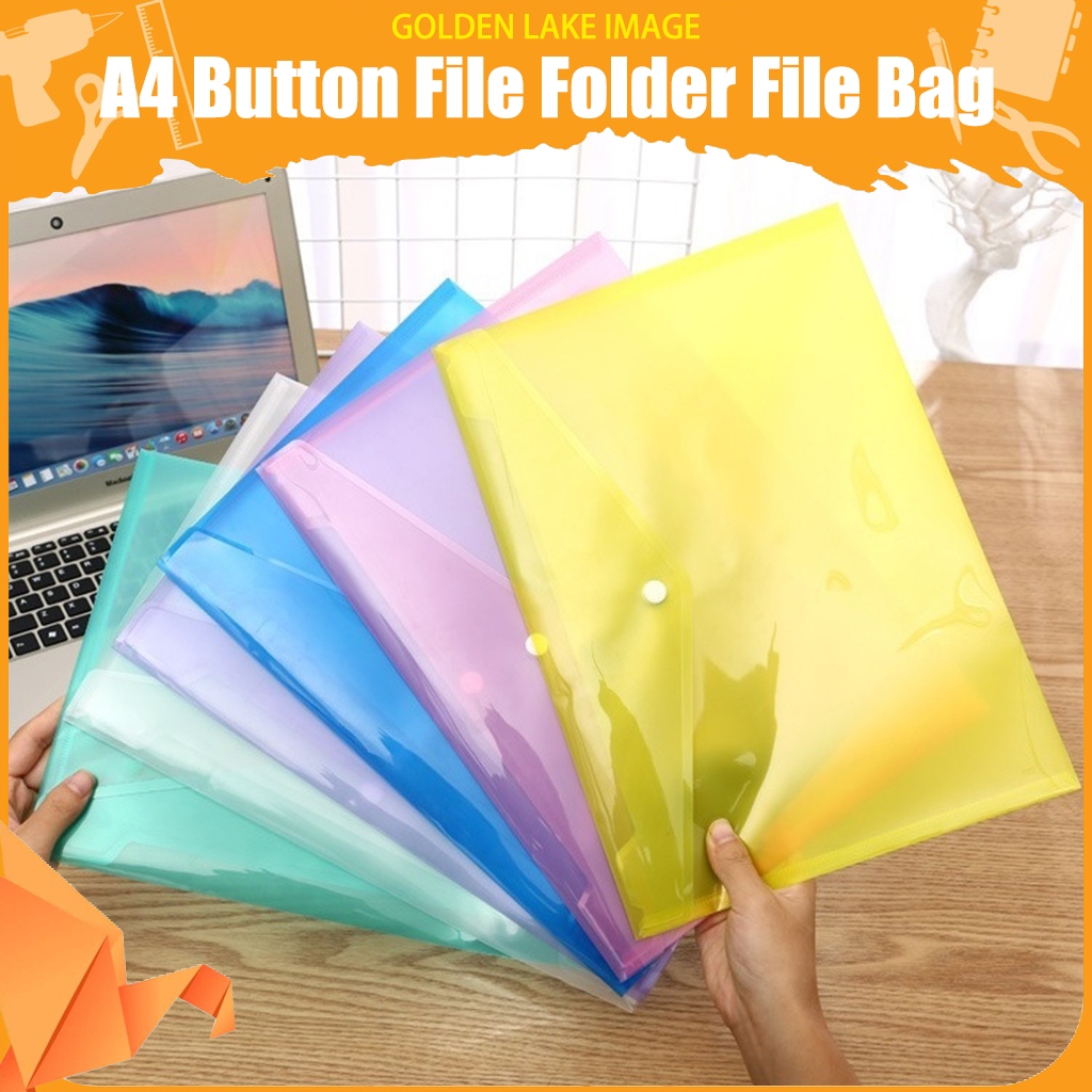 20Pcs Transparent Button File Bag A4 Management Folder Paper Document ...