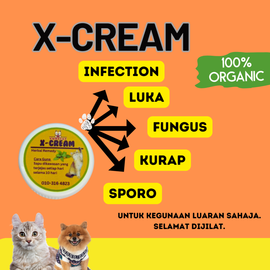 YUMECAT X-CREAM Krim Anti Fungus Luka Kurap Cream Kucing 100% Herba ...