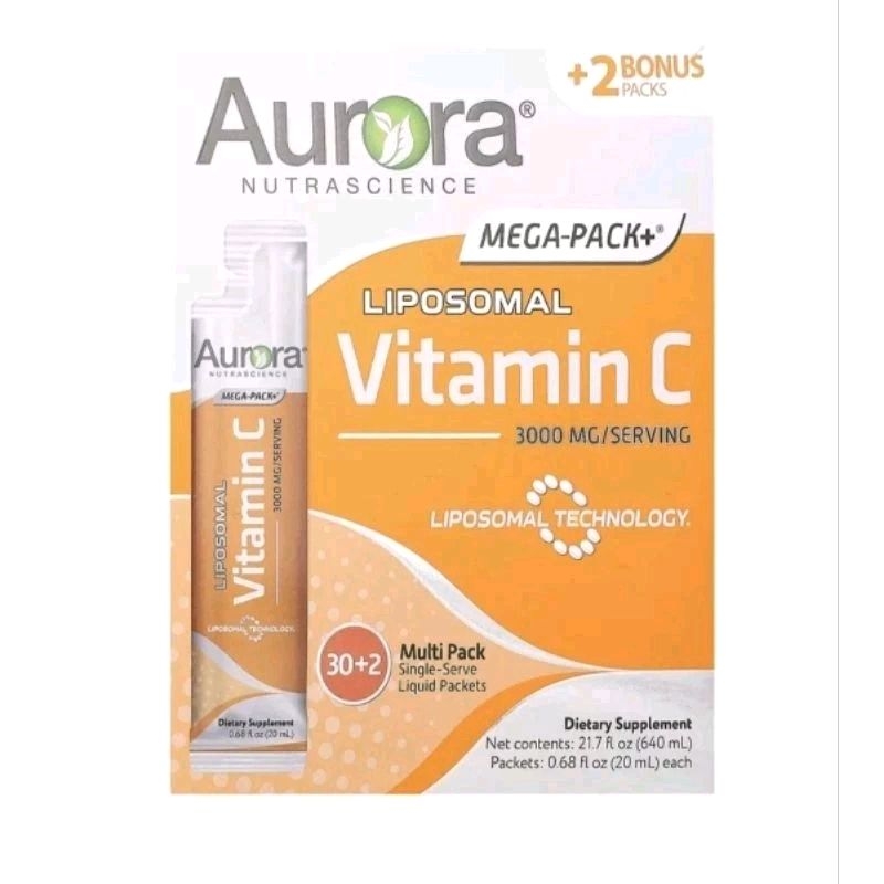 Aurora Nutrascience Mega-Liposomal Vitamin C, 3,000 mg, 32 Single-Serve ...