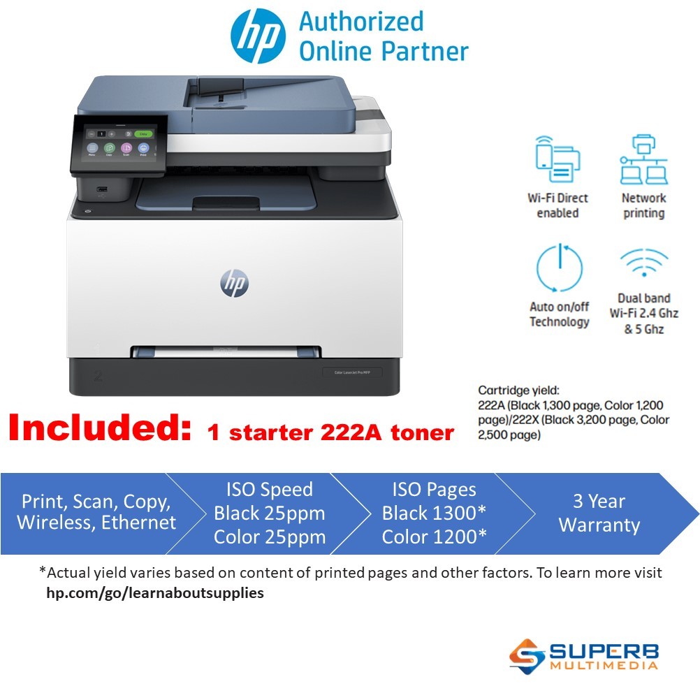 HP Color LaserJet Pro MFP 3303sdw Printer (Print, Scan, Copy, Wireless ...