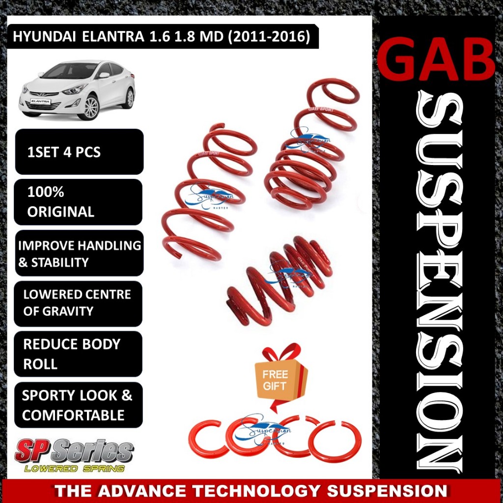 ORIGINAL SET GAB SPORT SPRING WITH (FOC) FREE GIFT !! HYUNDAI ELANTRA 1 ...