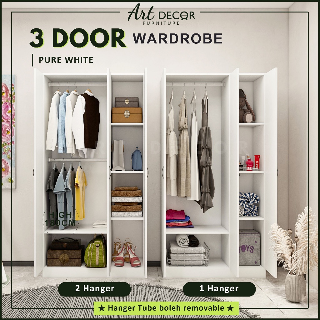[READY STOCK] 3 Door Wardrobe Almari Baju 3 Pintu Almari Pakaian ...