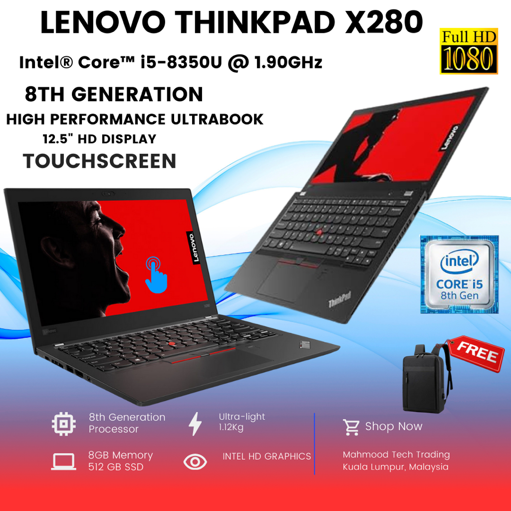 Lenove thinkpad X280, X270, X260, X250, X240 Core i7 8GB DDR4 RAM , 512GB SSD 7th Generation ...
