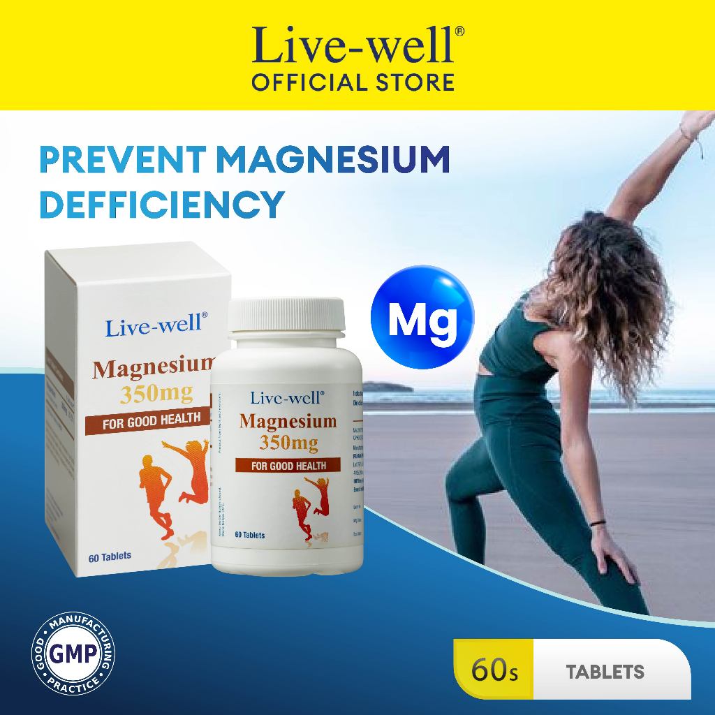 Live-well Magnesium 350mg Supplement Health Booster Energy Maintain ...
