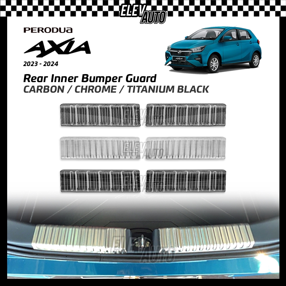 Perodua Axia 2023-2024 CARBON CHROME Rear Inner Bumper Guard Sill Plate ...
