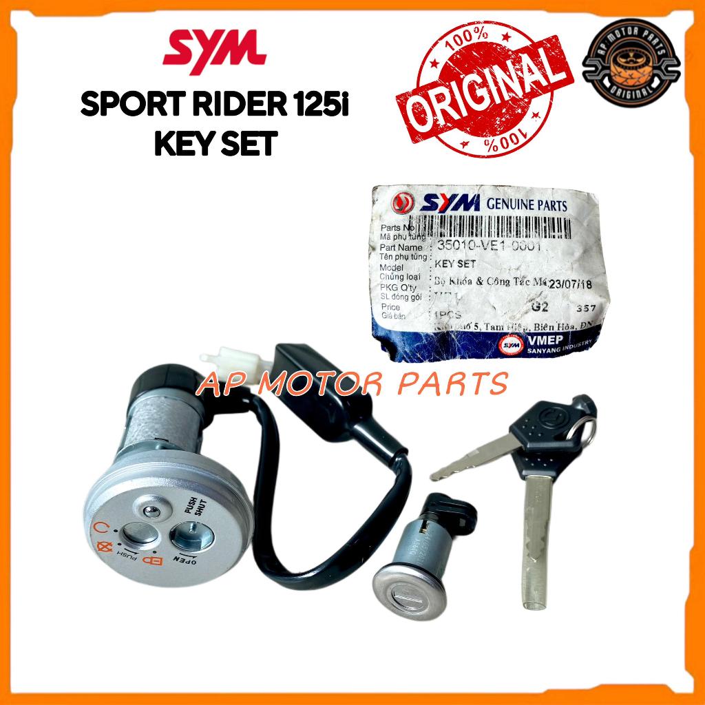 100% ORIGINAL SYM SPORT RIDER 125i KEY SET 35010-VE1-0001 SET KUNCI ...