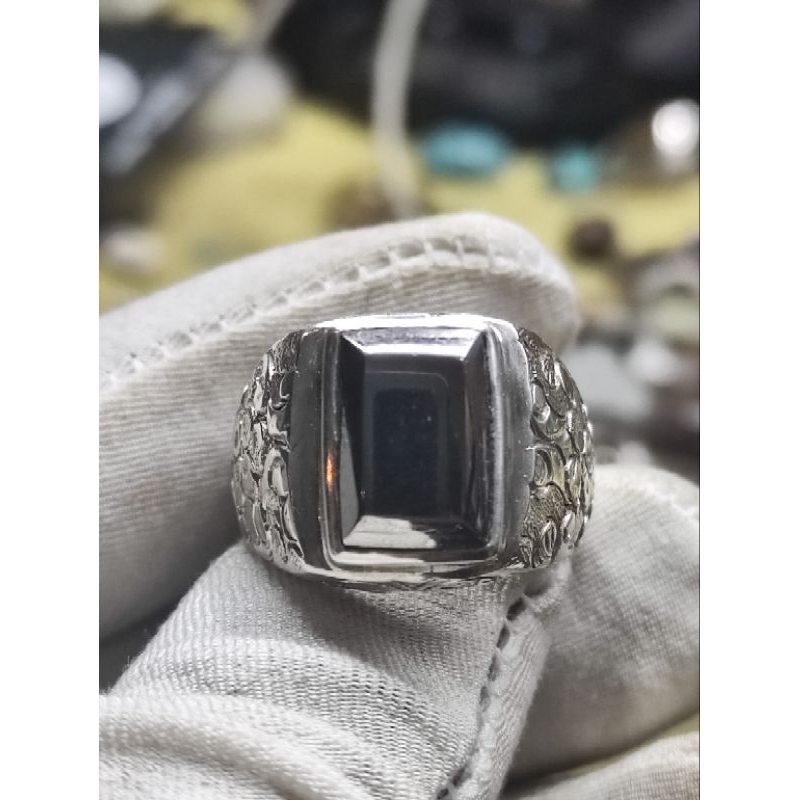 Cincin Besi towo emerald cut silver handmade pahat exclusive | Shopee ...