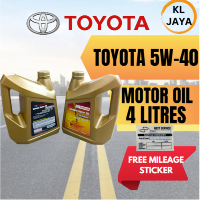 Toyota 5W-40 Genuine Motor Oil 4L 4Litres Free Mileage Sticker Minyak ...