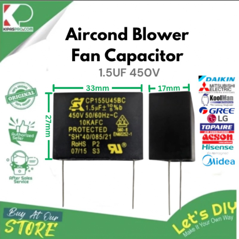AIRCOND INDOOR BLOWER FAN CAPACITOR 450VAC 1.5UF | Shopee Malaysia