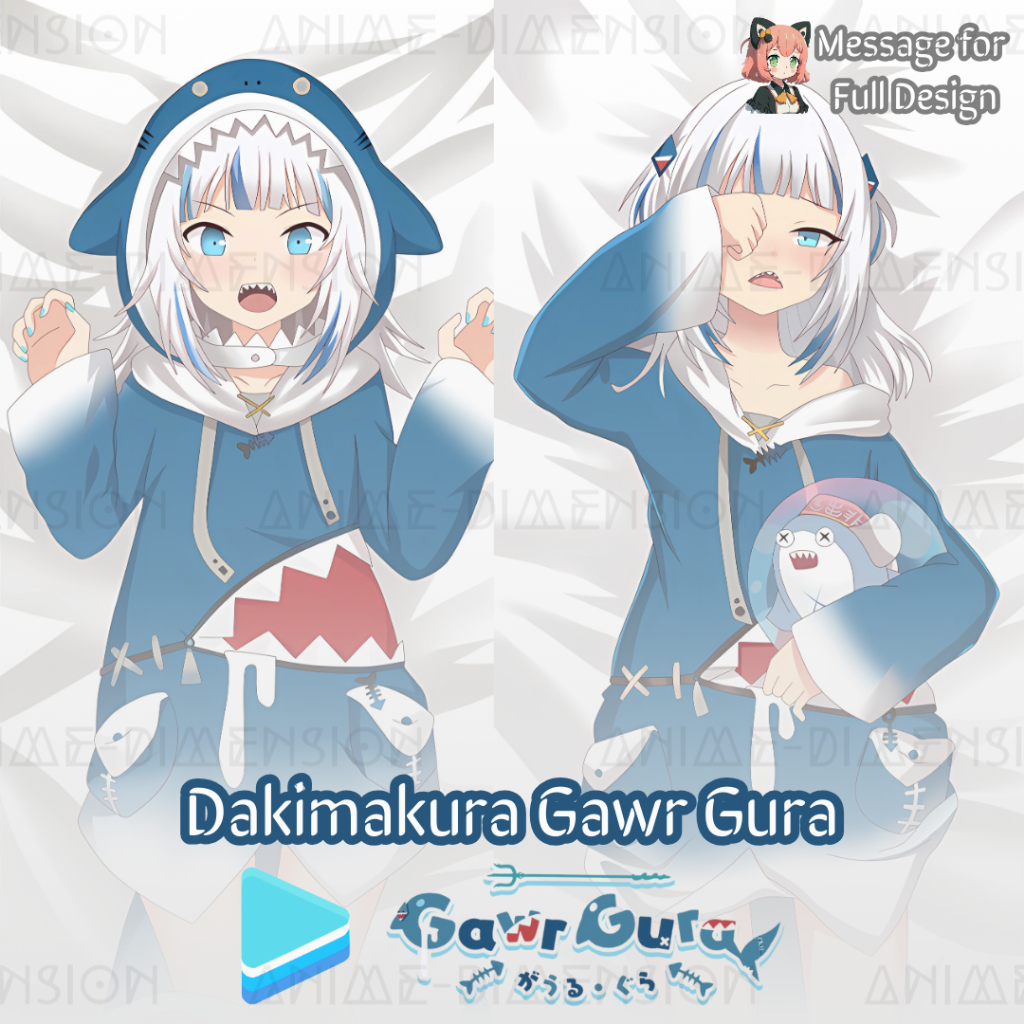 Gawr Gura がうる・ぐら Dakimakura Hololive Virtual Youtuber Pillowcase 虚拟主播 ...
