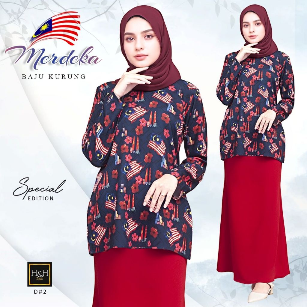 🎀Merdeka 2024 Viral🎀 Baju Kurung Moden with Merdeka Print by Rubab ...
