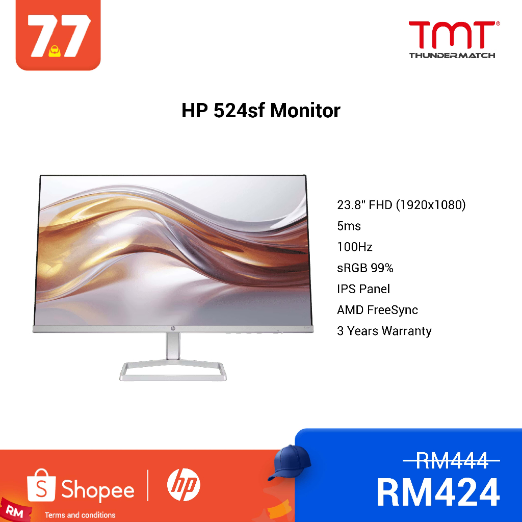 HP 524sf Monitor | 23.8" | 5ms | 100Hz | (1920x1080) FHD | IPS Panel ...