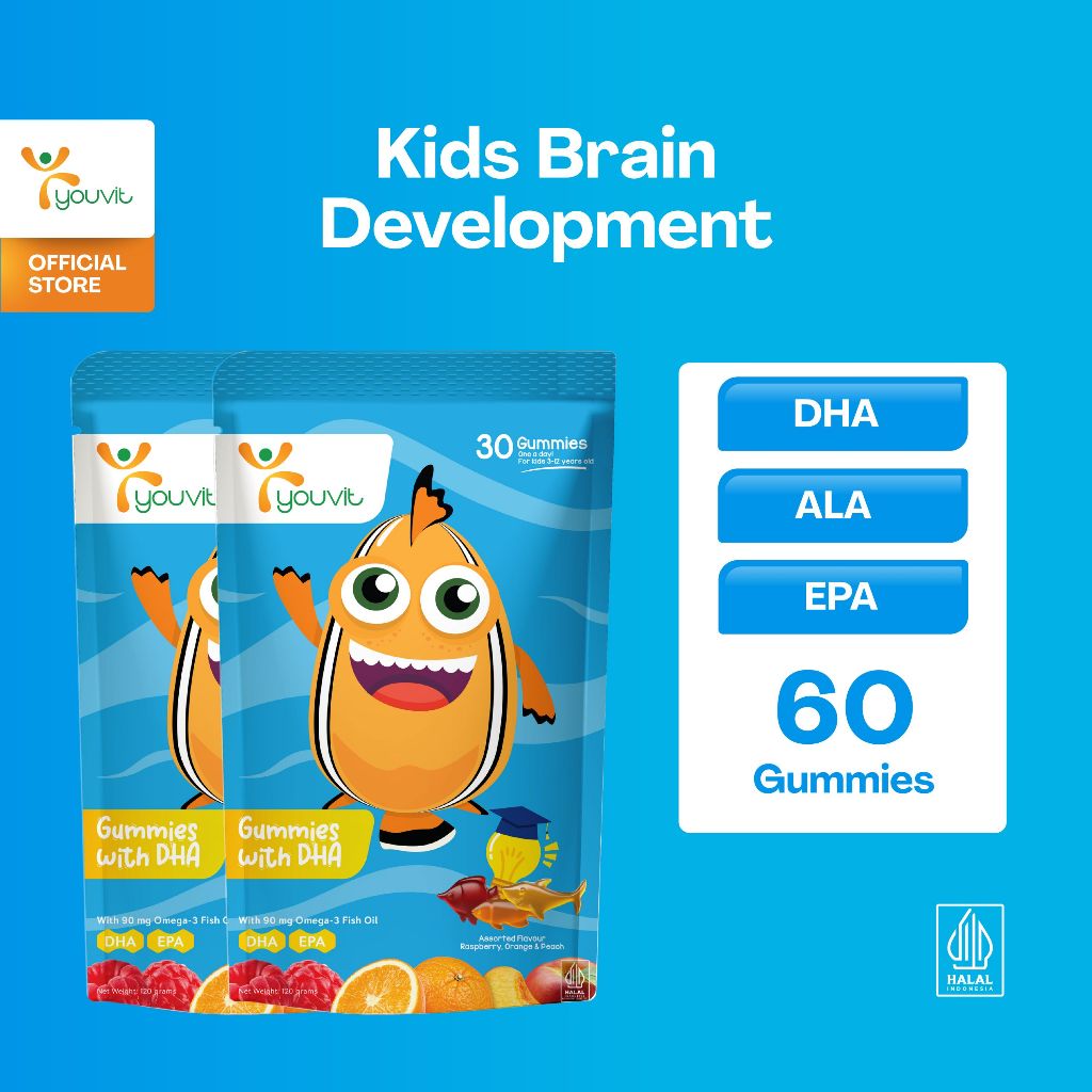 Youvit Kids DHA Gummy with Fish Oil 60 Days (60 Pcs) | Shopee Malaysia