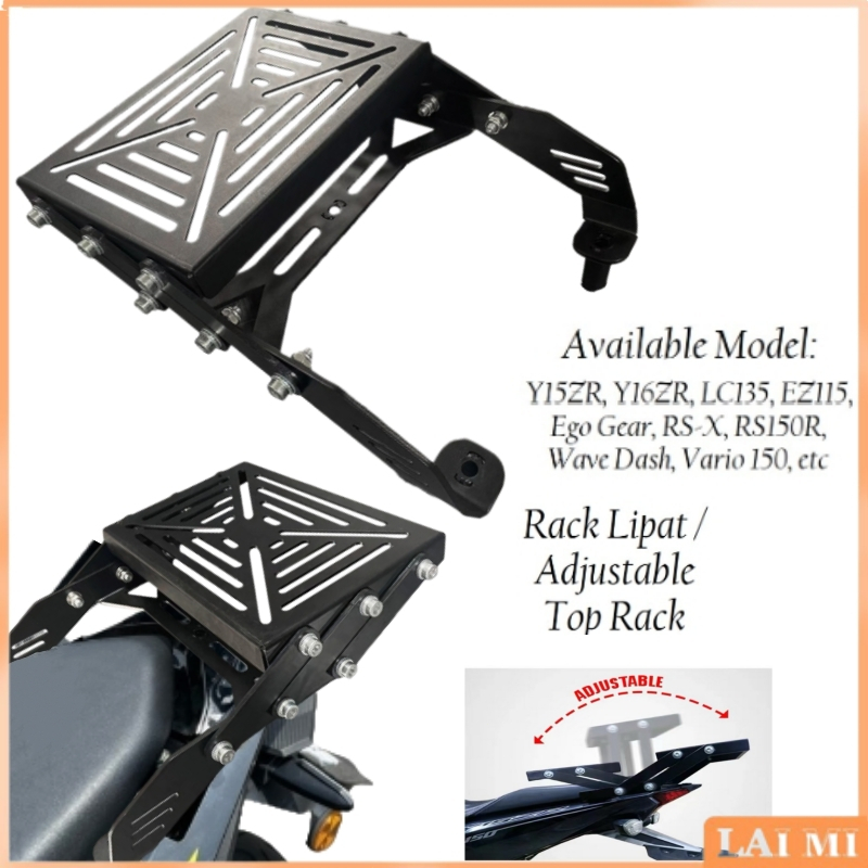 Monorack Heavy Duty LC135/RSX/Y15/Y16 Rak Lipat Aluminium Kotak Bracket Rear Luggage Pemegang ...