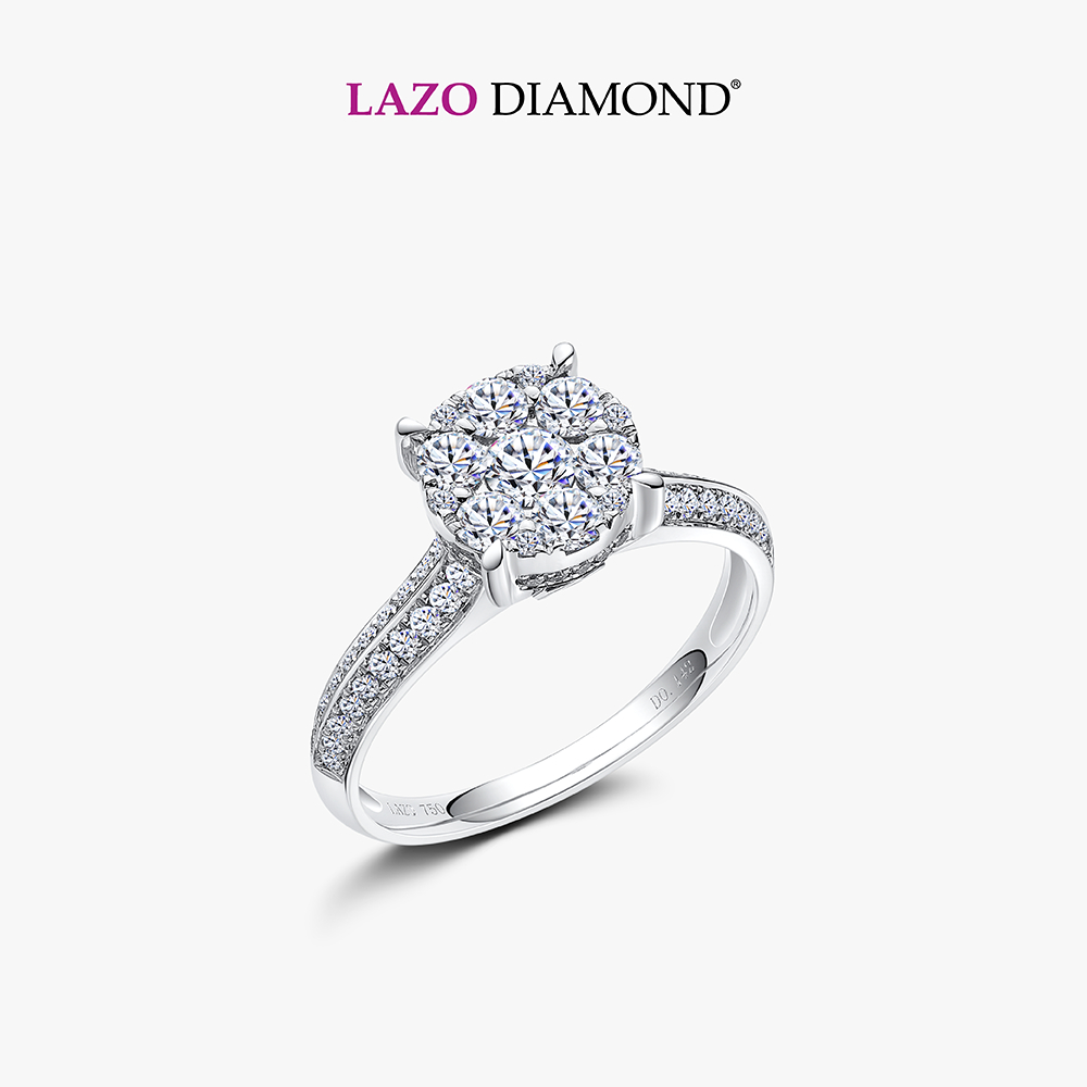 LAZO DIAMOND Cluster Illusion Diamond Ring with Side Duo Pavé Diamonds ...