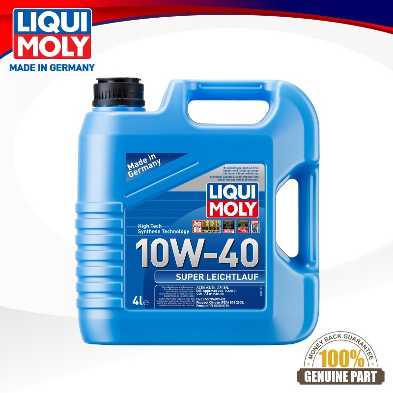 Liqui Moly Fully Synthetic Super Leichtlauf 10W-40 Engine Oil (10W40 4L ...