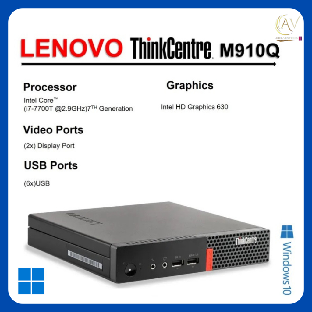Lenovo ThinkCentre M910q Tiny Desktop Intel CORE i7-7700T(7TH GEN)Up to ...