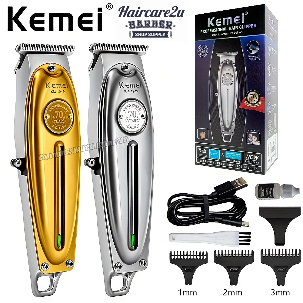 Kemei KM-1949 All Metal USB Cordless Hair Trimmer | Shopee Malaysia