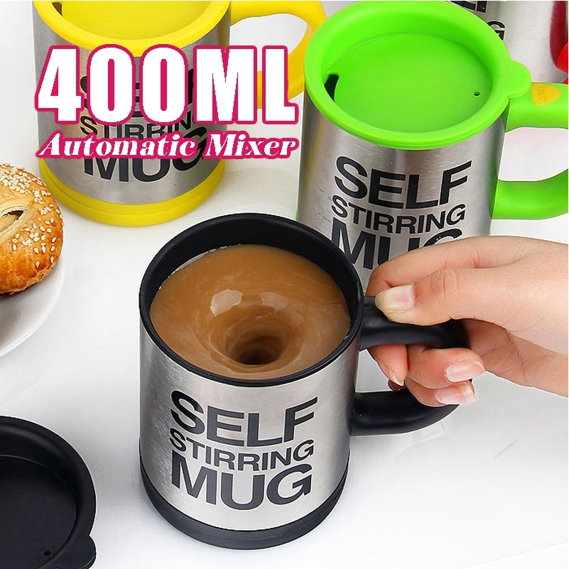Stainless Steel Self Stirring Mug Coffee Tea Milk Electric Kacau ...