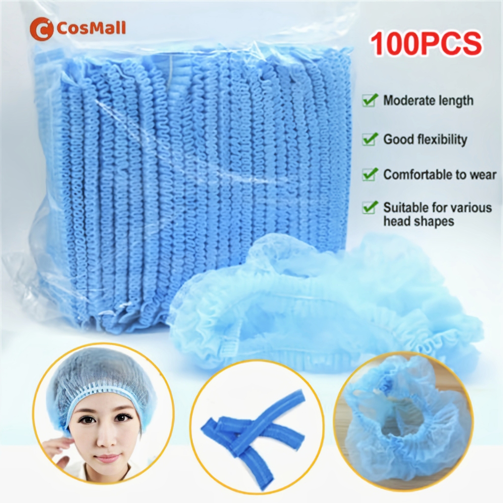 100Pcs Pakai Hairnet Head Cap Net Hair Cover Non Woven Cap Cap bersih ...