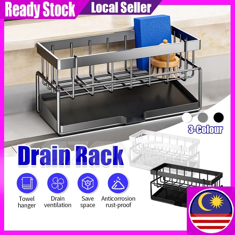 Kitchen Faucet Sink Drain Rack Sponge Holder Rack Kitchen Organizer ...