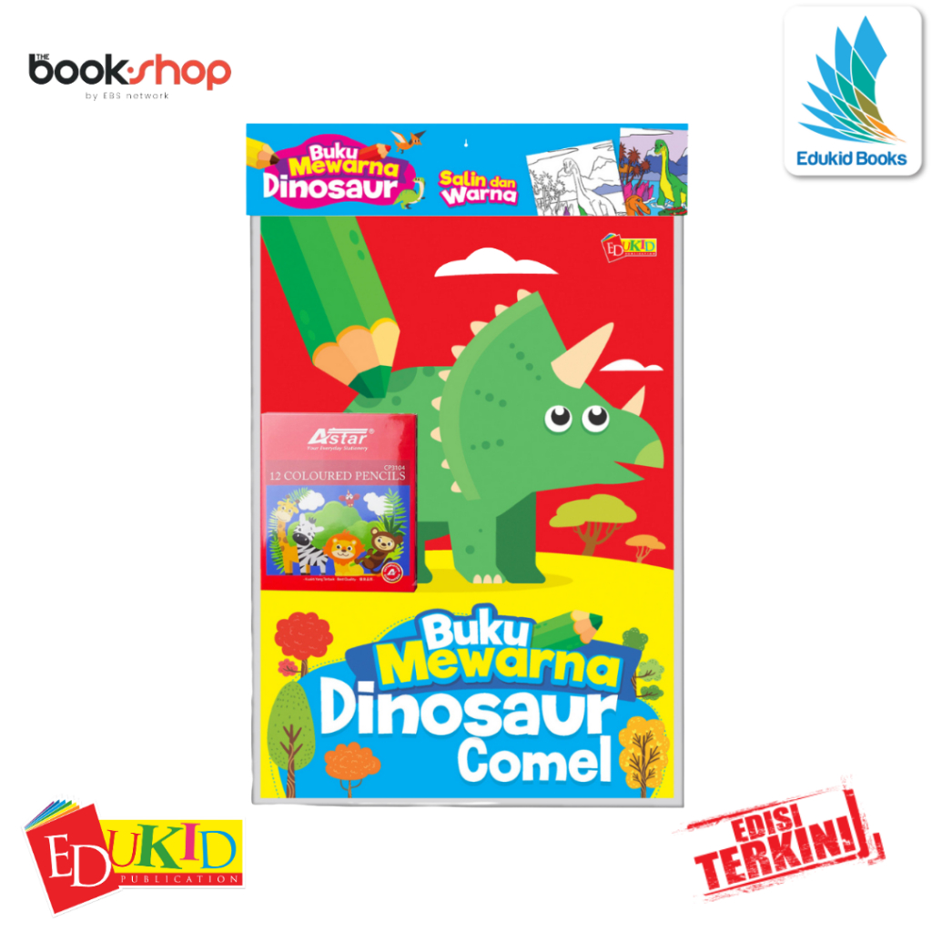 Buku Mewarna - Set Buku Buku Mewarna Dinosaur Comel Free Pencil Colour ...