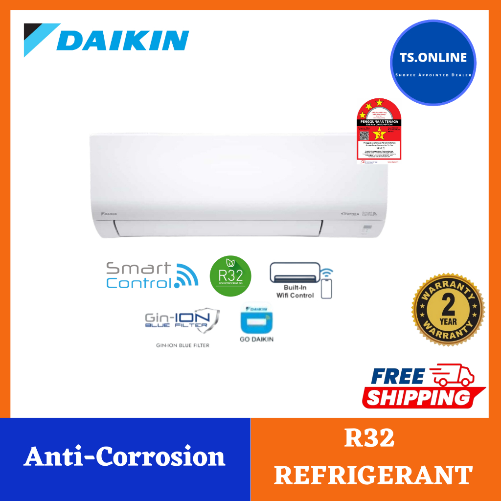(FREE SHIPPING) Daikin (New) R32 1.0HP-2.5Hp Standard Inverter Wall ...